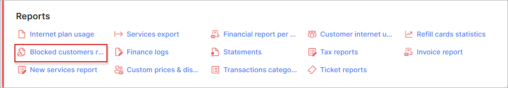 Blocked customers report