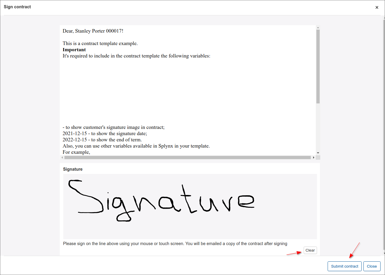 Customer documents